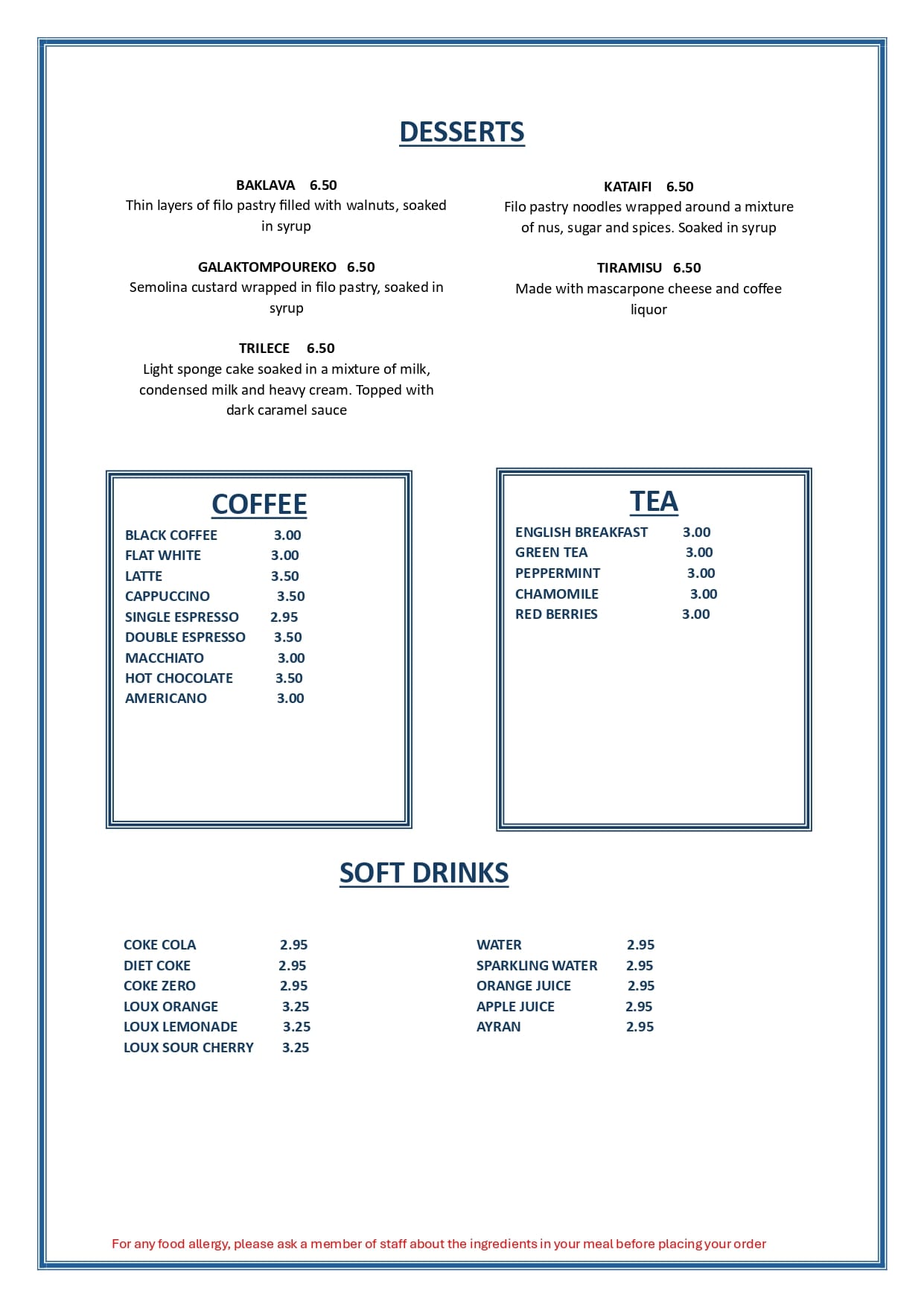 The Yummy Greek | Menu